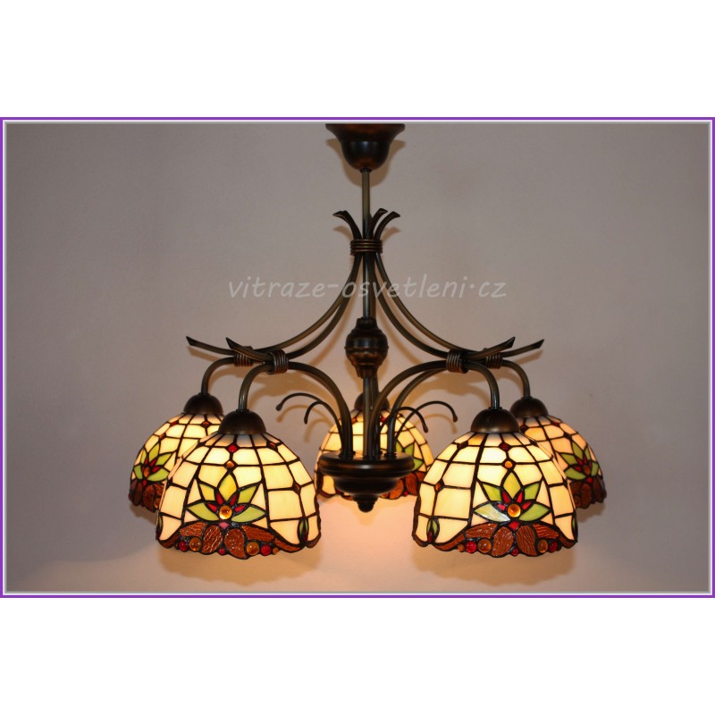 Vitrážový lustr Tiffany 5 OM 18(vitraze-osvetleni) - Vitráže osvětlení ...